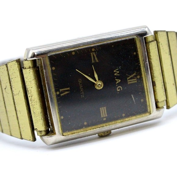 W.A.G | Accessories | Vintage Wag Watch Classic Bronze Tone Rectangle ...